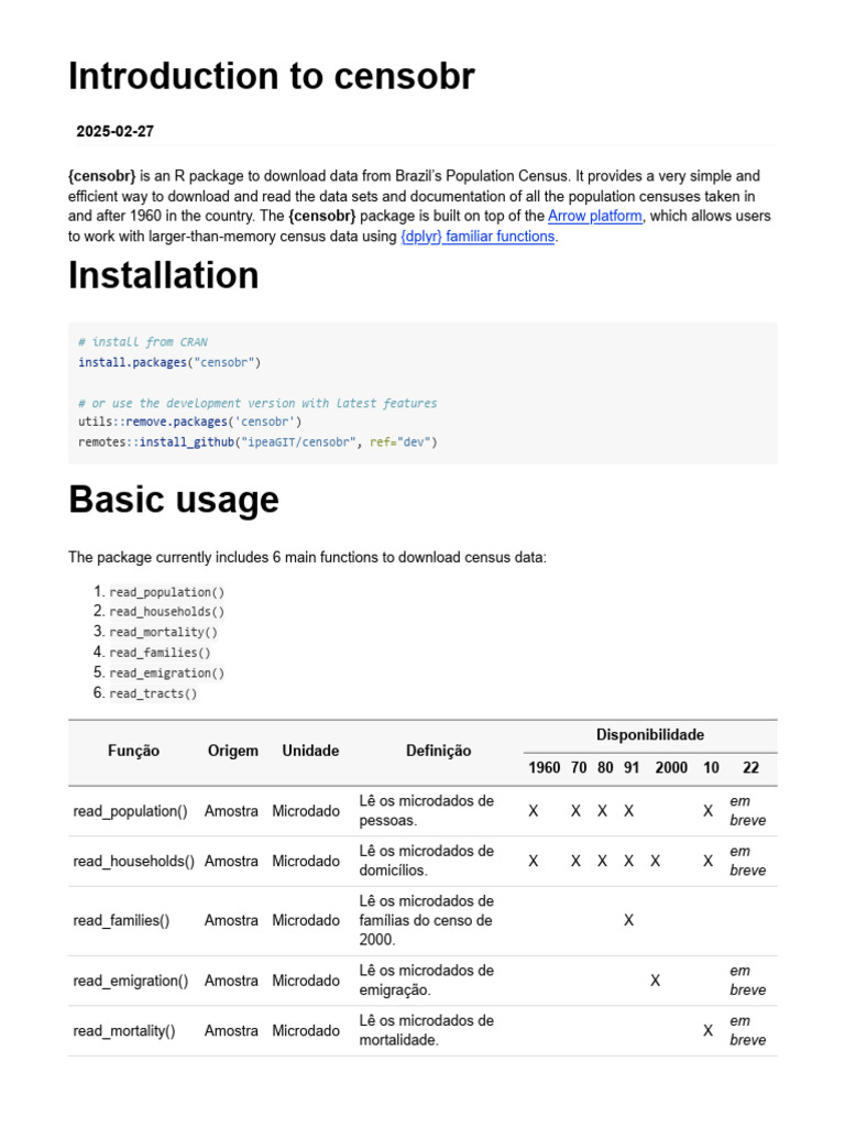Introduction To Censobr | PDF | Cache (Computing) | Computing
