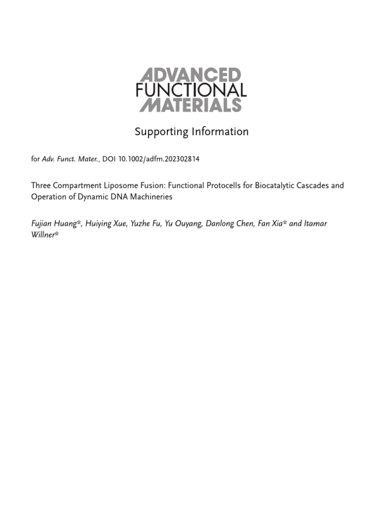 Adv Funct Materials - 2023 - SI 三室脂质体融合：用于生物催化级联和动态 DNA 机制操作的功能性原始细胞 | PDF | Ultraviolet ...