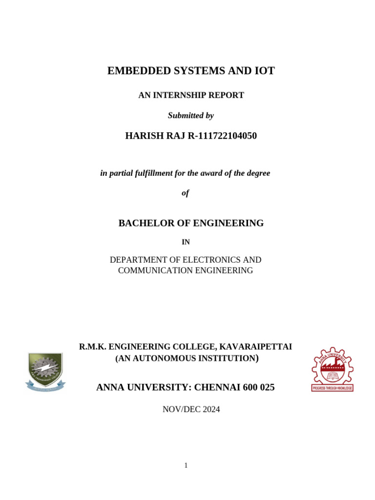 INTERNSHIP TEMPLATE REPORT (1) (AutoRecovered) | PDF | Internet Of Things | Cloud Computing