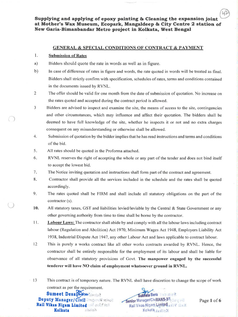 General Terms & Conditions Along With Scope of Work & BOQ | PDF