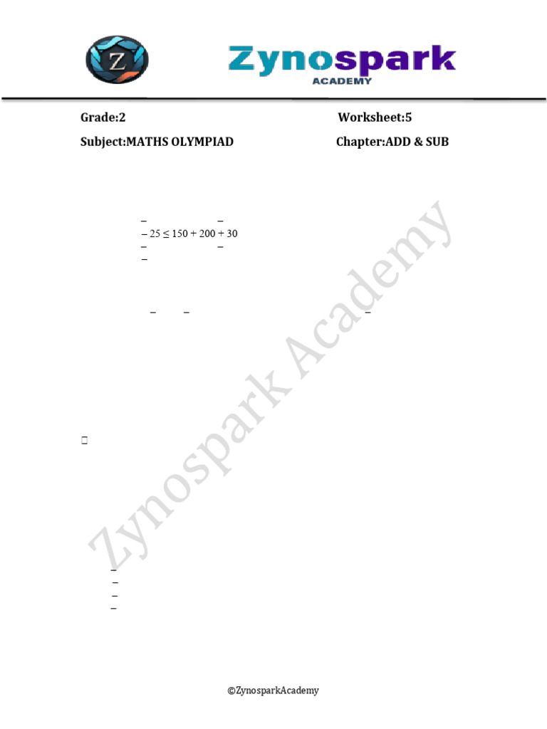 Maths Olympiad Worksheet 5 | PDF | Mathematics