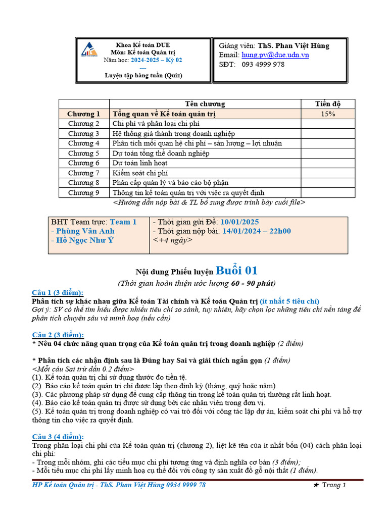KTQT Buổi.01 Luyện Tập Đề BHT.T1 | PDF