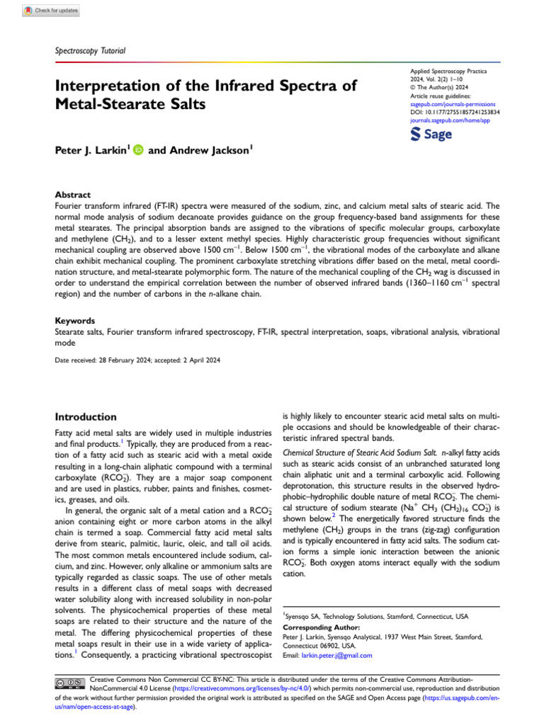 Larkin Jackson 2024 Interpretation of The Infrared Spectra of Metal ...