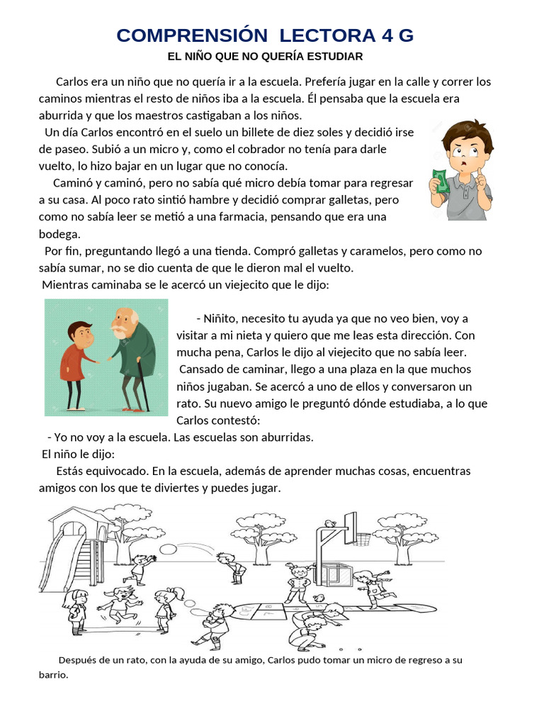 Lectura El Niño Que No Quería Estudiar | PDF