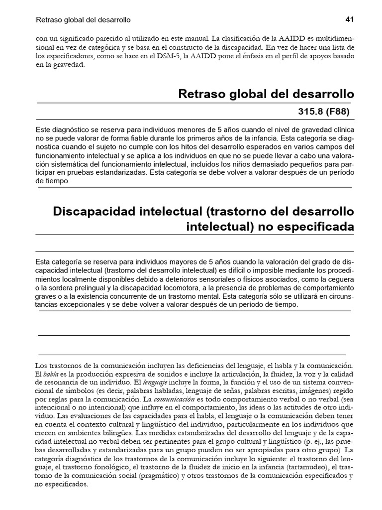 Comunicacion Dsm 5 Tr | PDF | Trastorno del desarrollo | Discapacidad intelectual