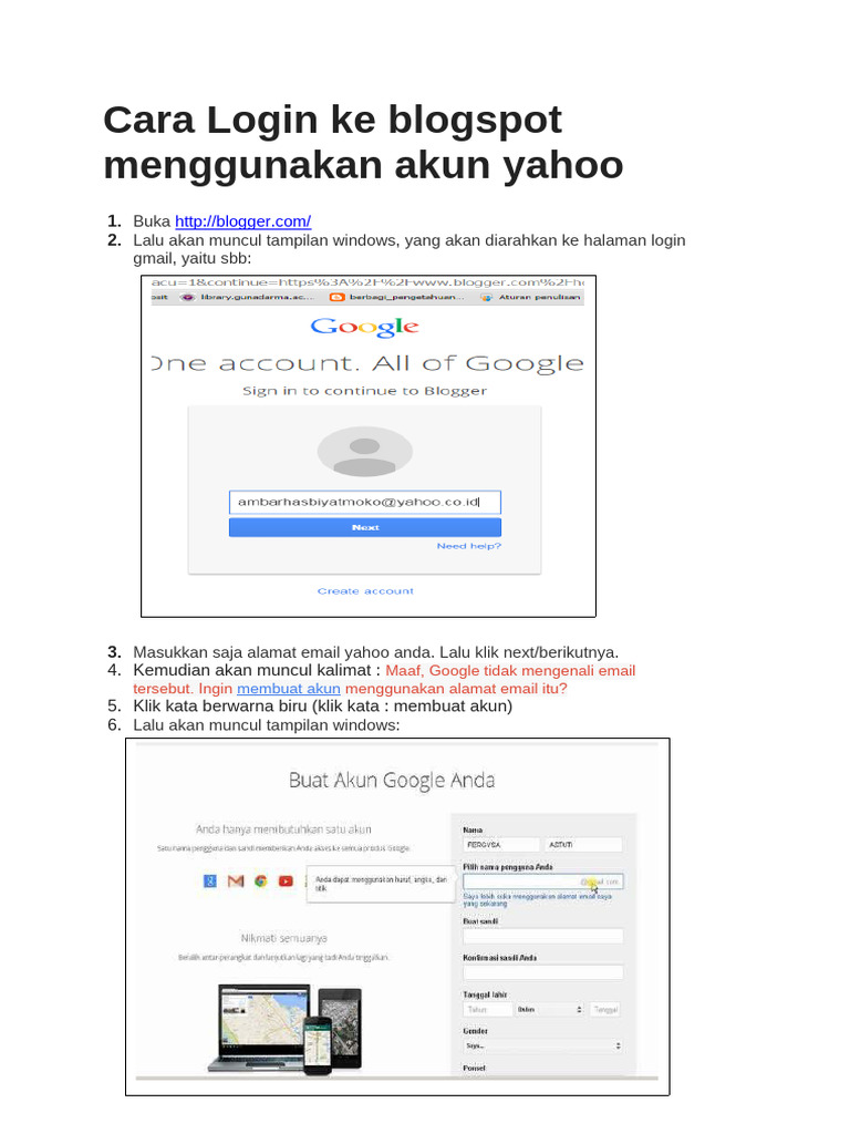 Cara Login Ke Blogspot Menggunakan Akun Yahoo | PDF