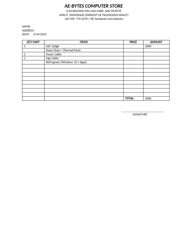 Resibo Aebytes | PDF