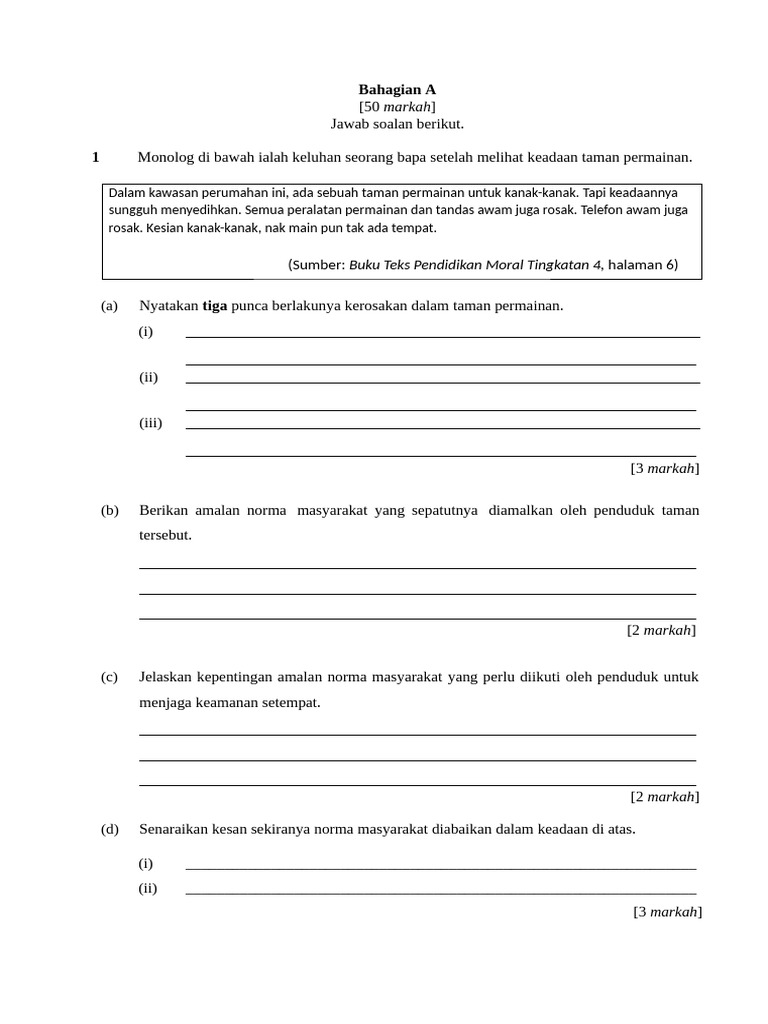 Kertas UJIAN F5 MORAL | PDF
