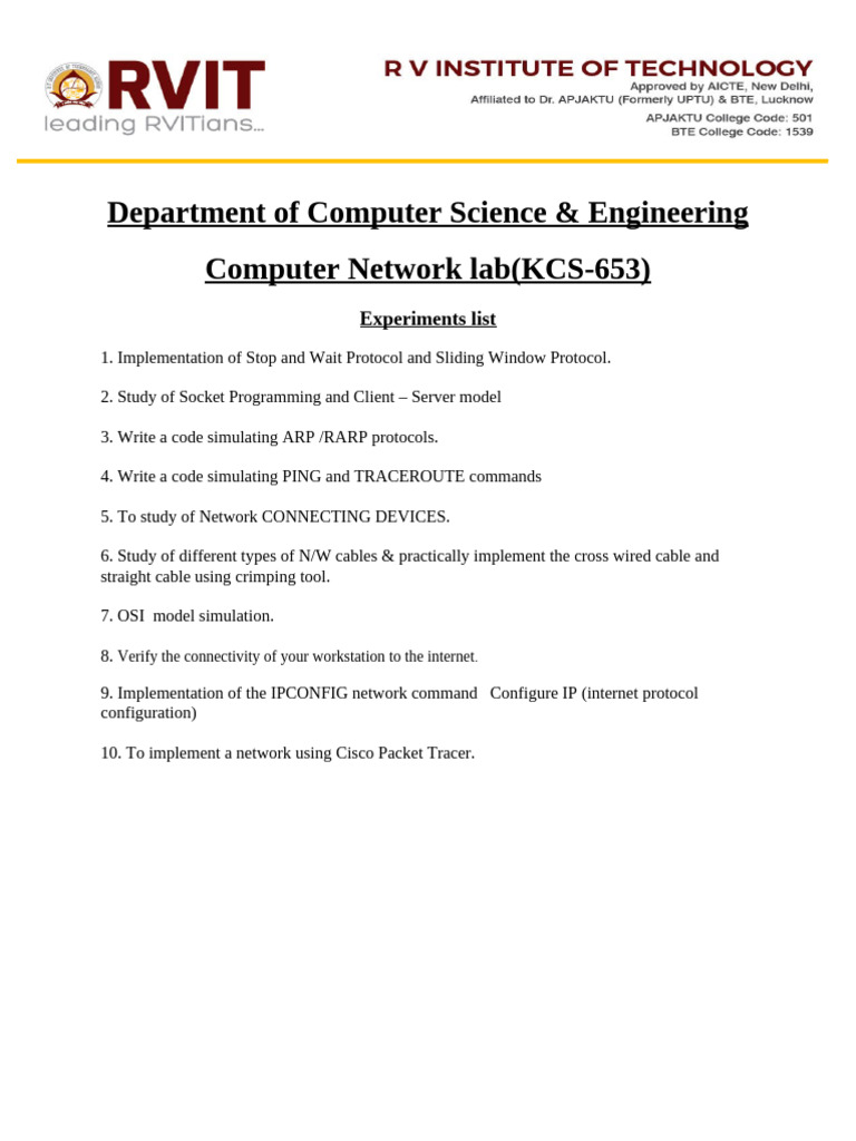 CN Lab Experiment | PDF