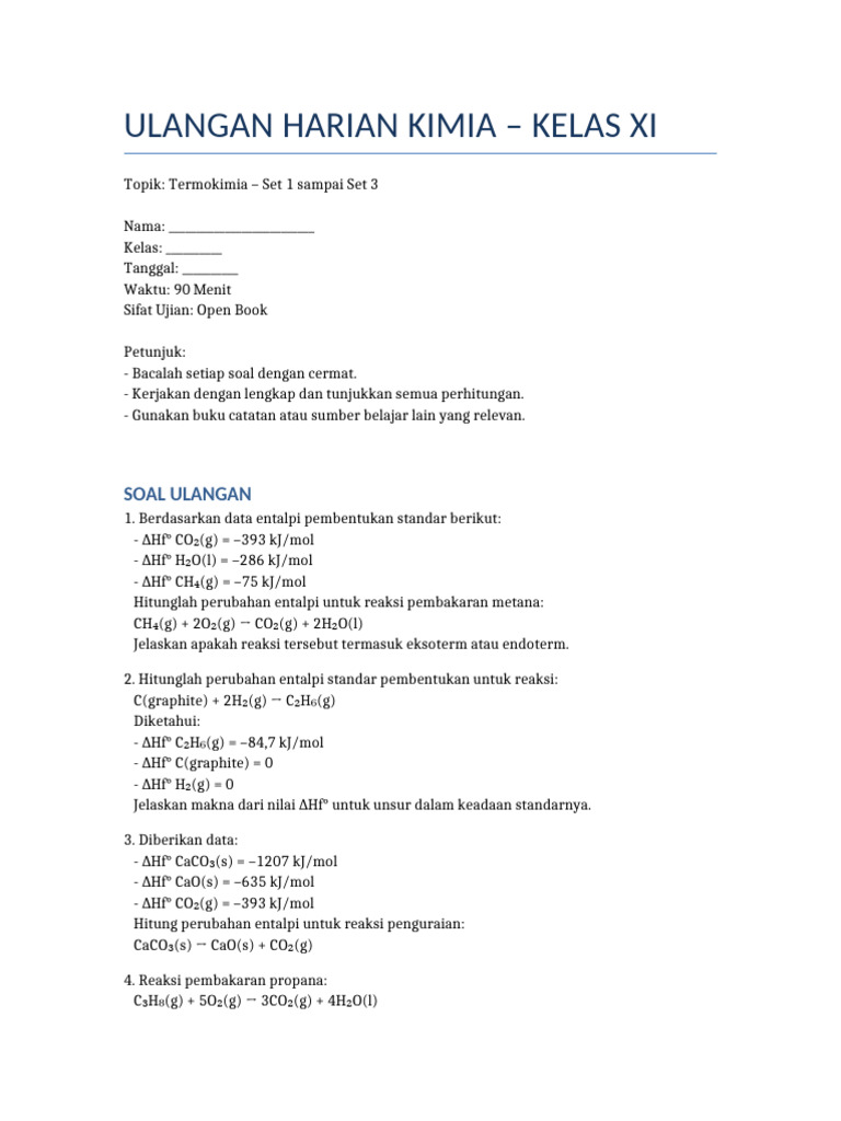 Ulangan_Harian_Termokimia_Set1-3_Part1 | PDF