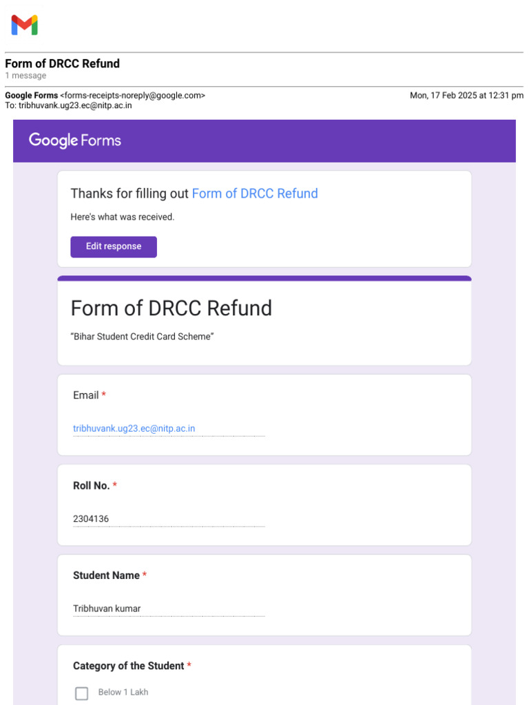 Gmail - Form of DRCC Refund | PDF