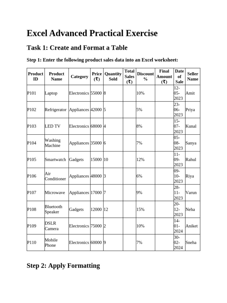 Excel Practical Exercise-4 | PDF | Computing