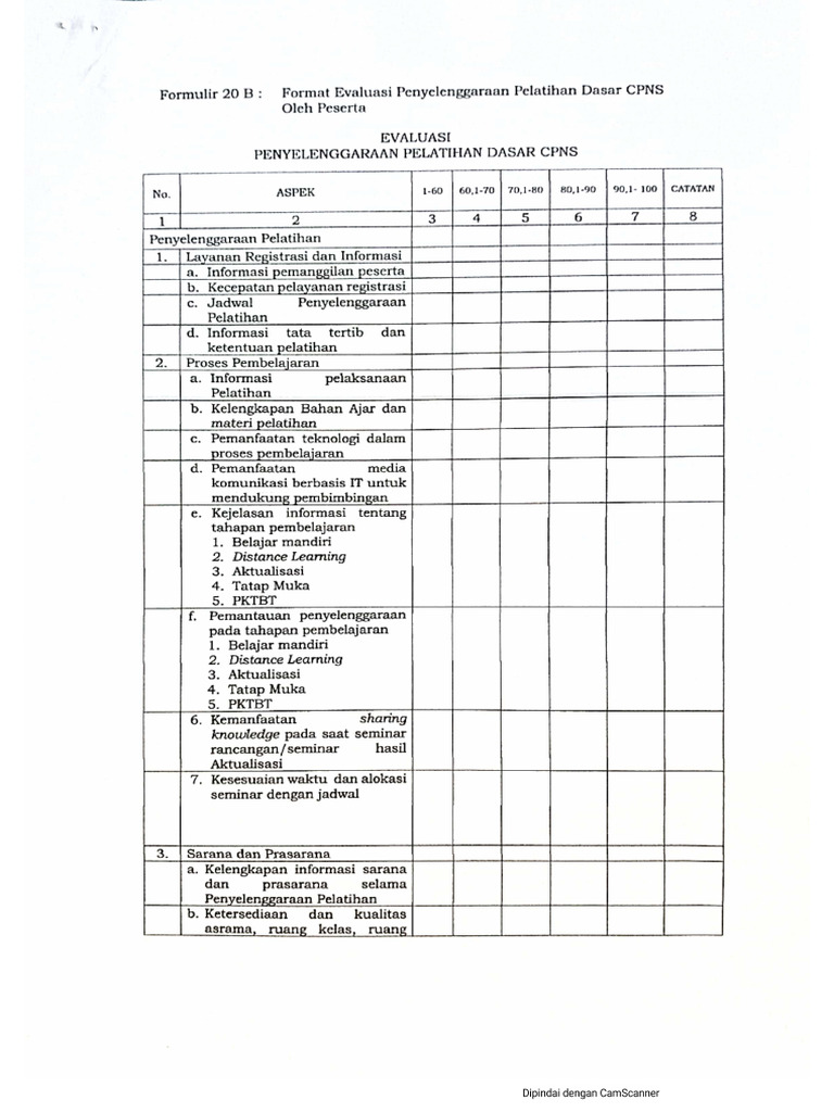 Format Evaluasi Penyelenggaraan Latsar | PDF