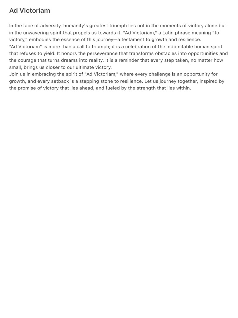 Ad Victoriam | PDF