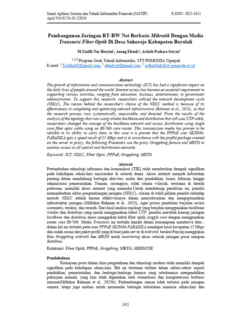 Pembangunan+Jaringan+RT-RW+Net+Berbasis+Mikrotik+Dengan+Media+Transmisi+Fiber+Optik | PDF