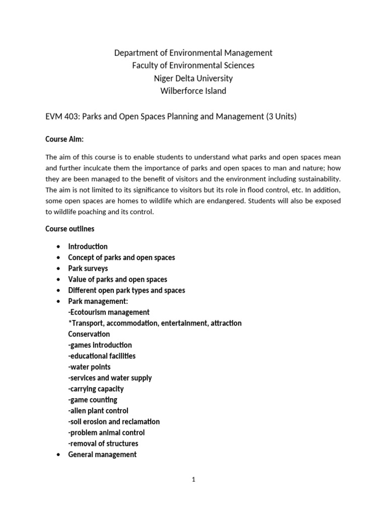 Parks and Open Space EVM 403 | PDF | Urban Sprawl | Swot Analysis