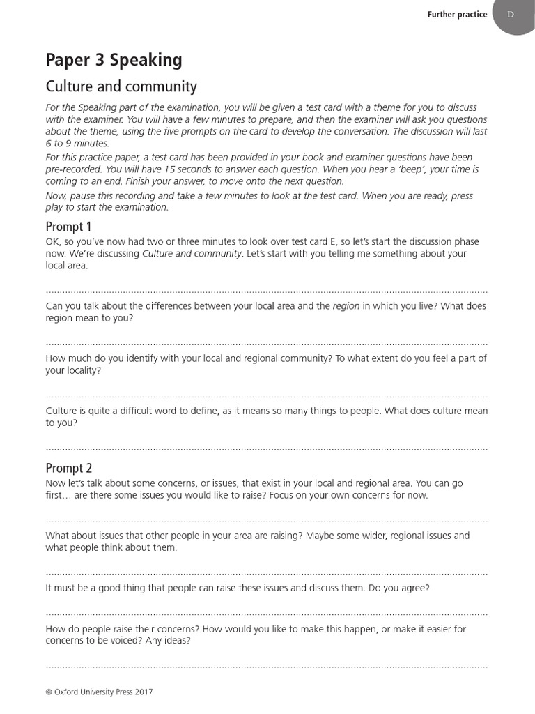 Revision Guides - Speaking - Section D | PDF | Human Communication