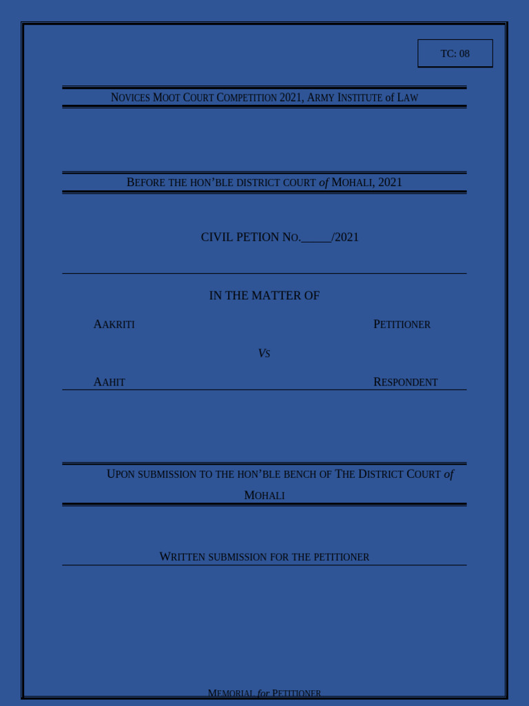Cover Page Petitioner | PDF