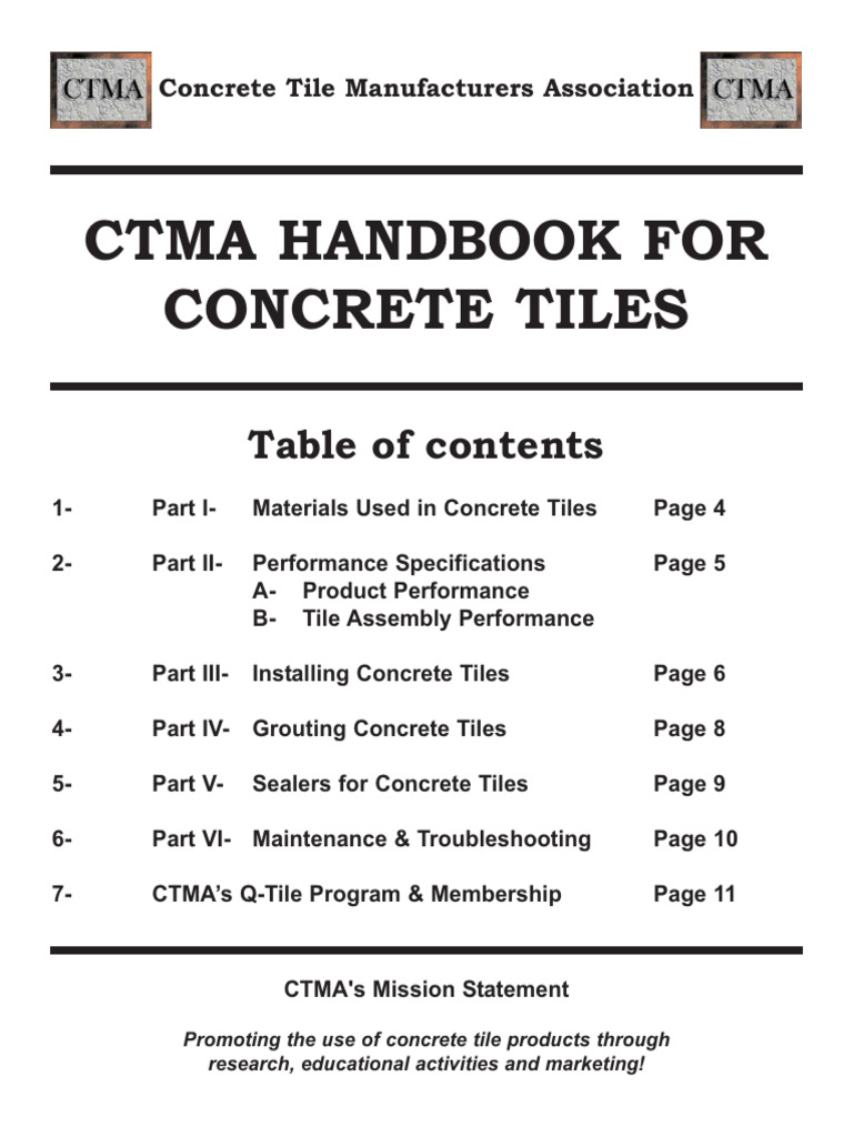 CTMA Handbook For Concrete Tiles | PDF | Concrete | Cement