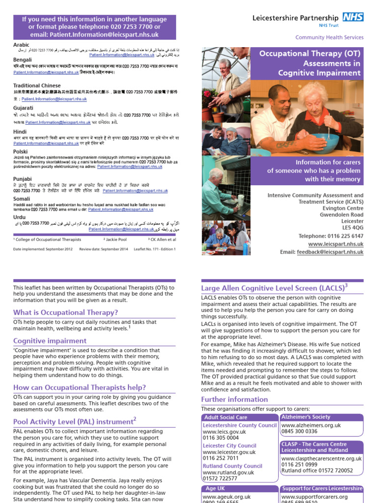 OT Assessments for Cognitive Impairment | PDF | Occupational Therapy ...