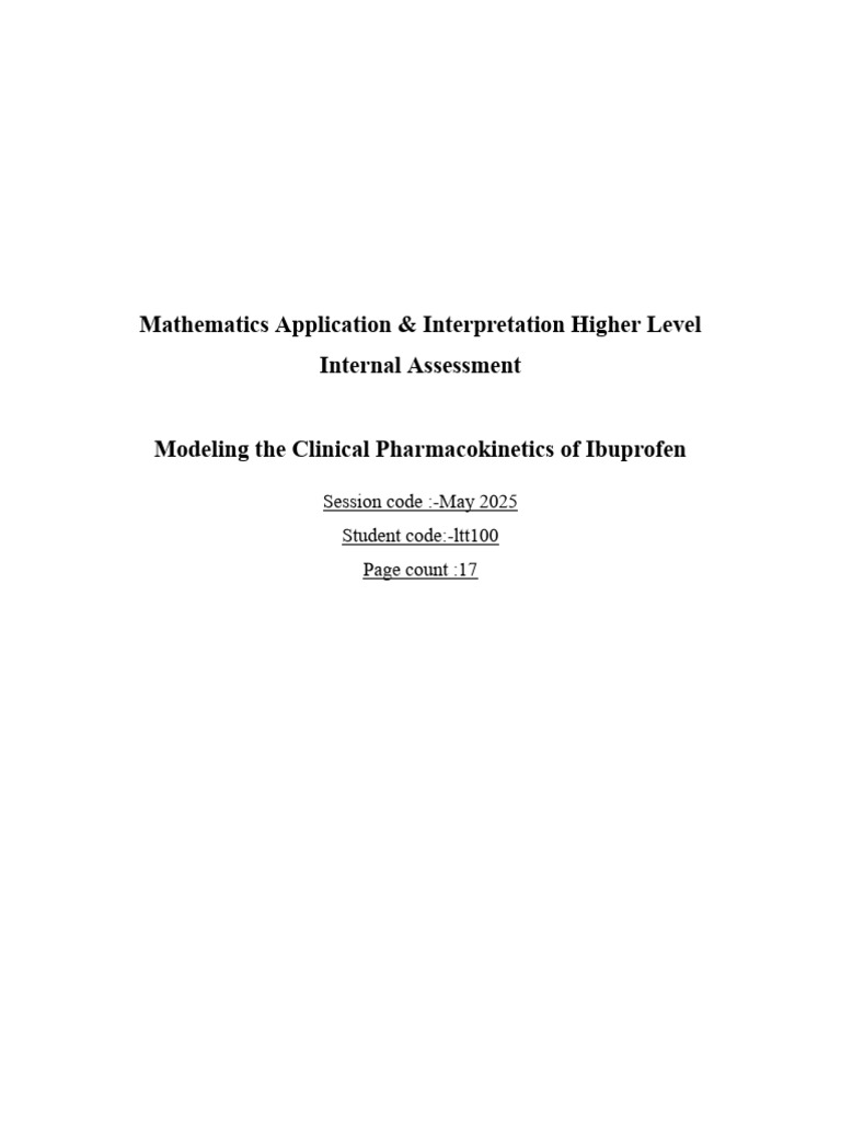 Itt100 - Final Draft Maths AI HL IA | PDF | Pharmacokinetics | Dose ...