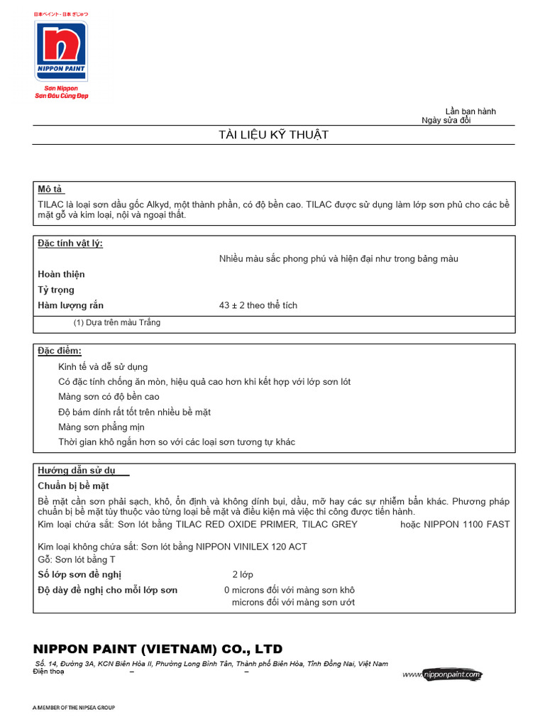 Sơn Nippon Tilac | PDF