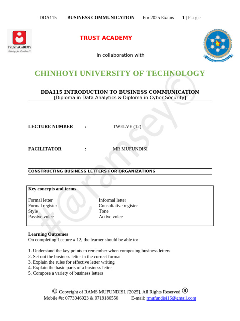 Dda115 Lecture 12 Notes 2025 Pdf Human Communication