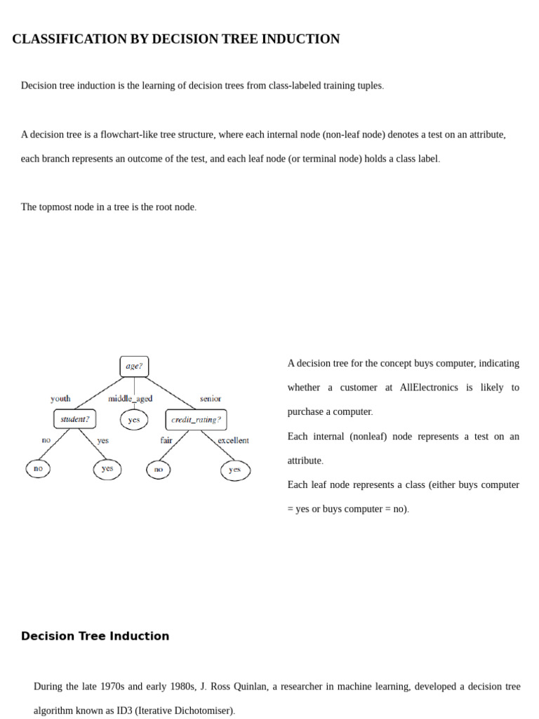 Classification by Decision Tree Induction | PDF | Applied Mathematics | Algorithms And Data ...