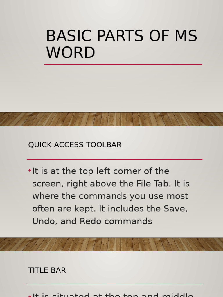 MS Word Basic Structure Overview | PDF