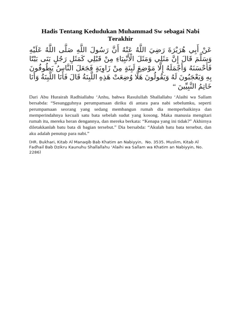 Kedudukan Muhammad sebagai Nabi | PDF