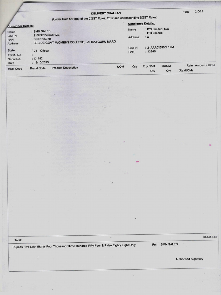 Delivery Challan 2 | PDF