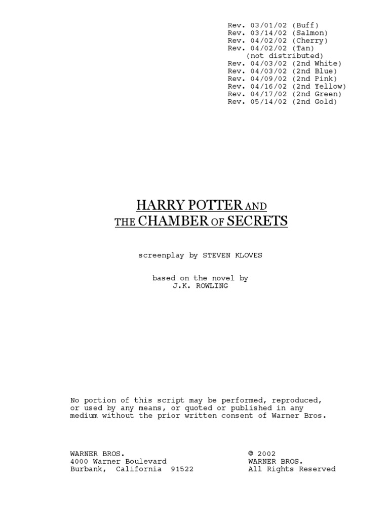 Chamber Script | PDF | Fantasy Worlds | Harry Potter Universe