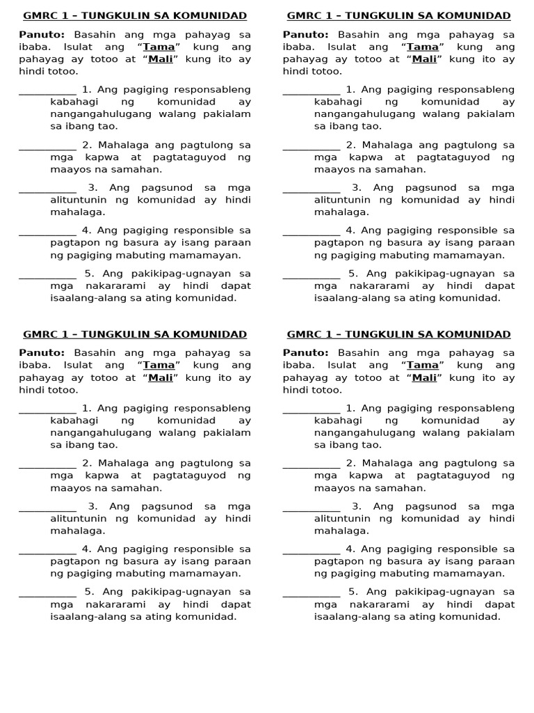 Tungkulin Sa Komunidad | PDF