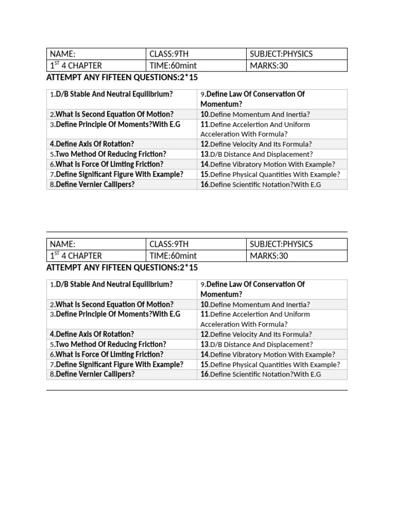Class 9th Physics First 4 Chapter | PDF