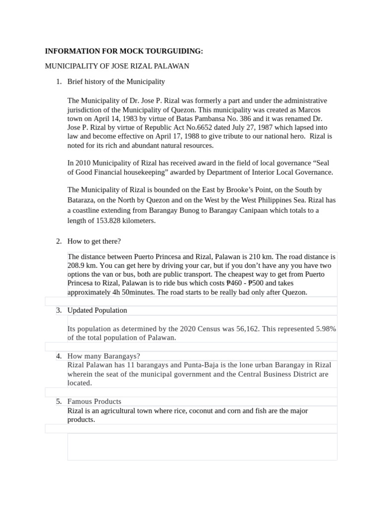 INFORMATION and SCRIPT FOR MOCK TOURGUIDING | PDF