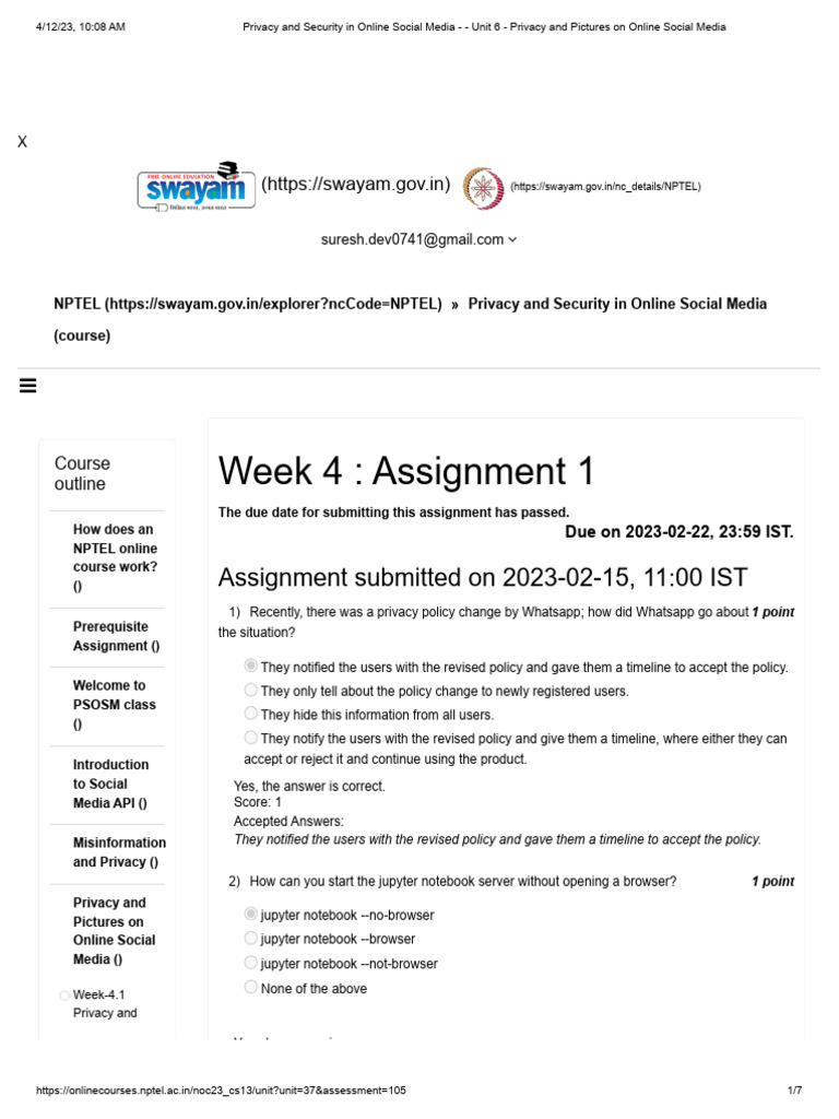 PSOSM-Week-4 - Privacy and Pictures On Online Social Media | PDF | Facebook | Privacy