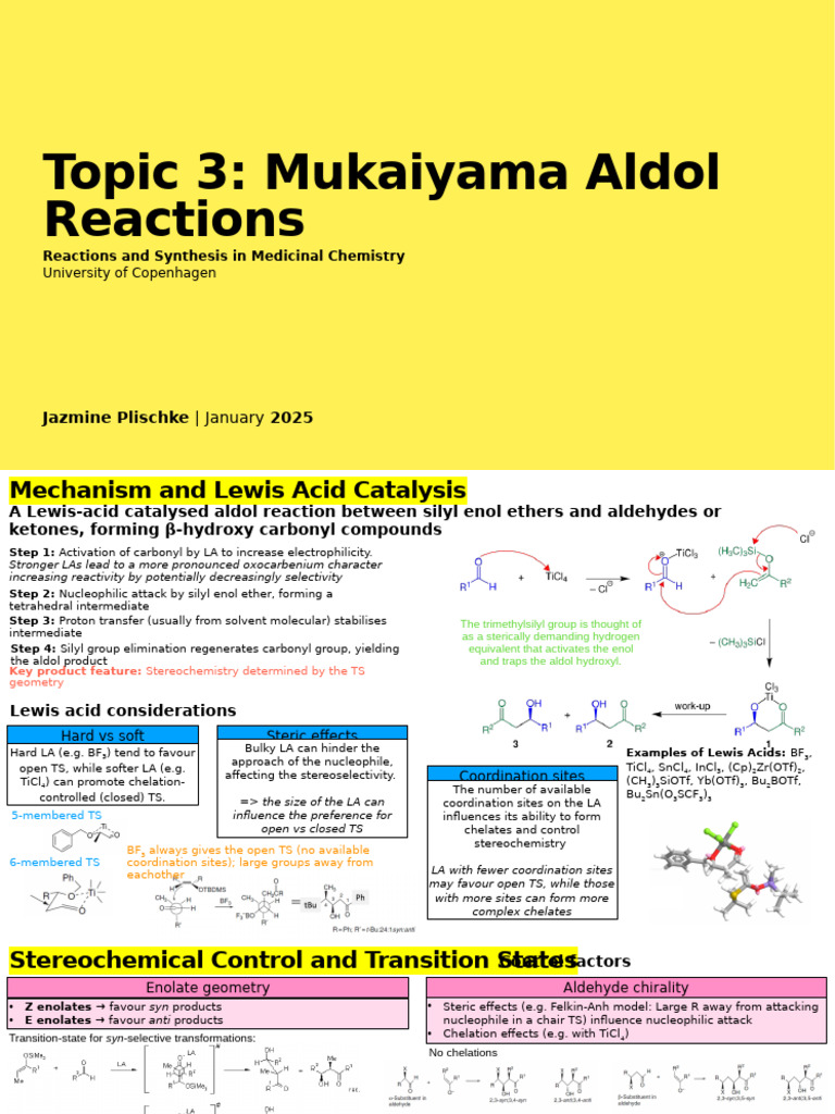 Mukaiyama Aldol Reaction Mechanisms | PDF | Chemical Compounds | Unit ...