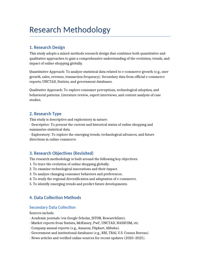 Global Online Shopping Research Methodology | PDF | Data | Online Shopping