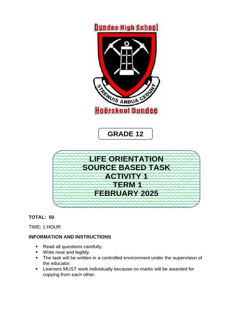 GRADE 12 SOURCE BASED TASK TERM 1 2024 | PDF | Entrepreneurship | Cognition