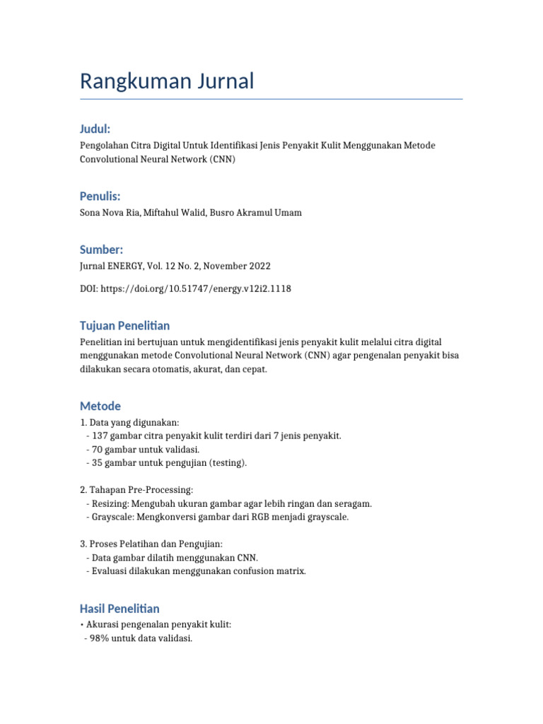Rangkuman_Jurnal_Pengolahan_Citra_CNN | PDF
