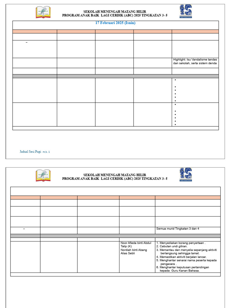 JADUAL MAKAN ABCD UNCLE MUTHU | PDF