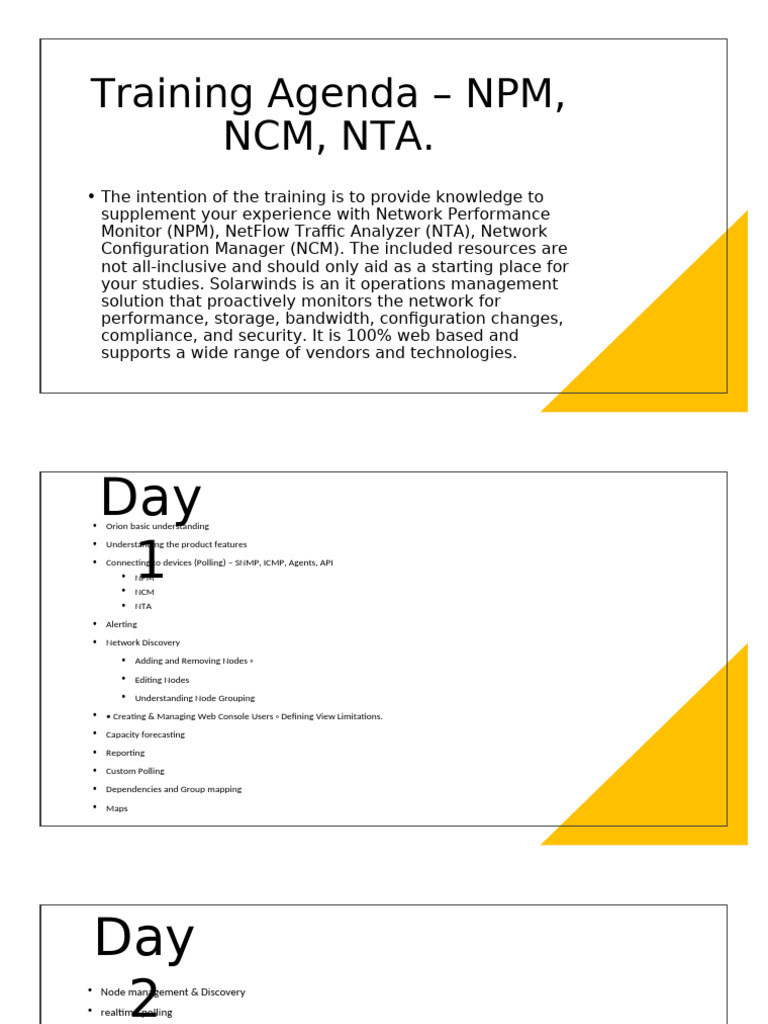 NPM, NCM, NTA Training Agenda | PDF