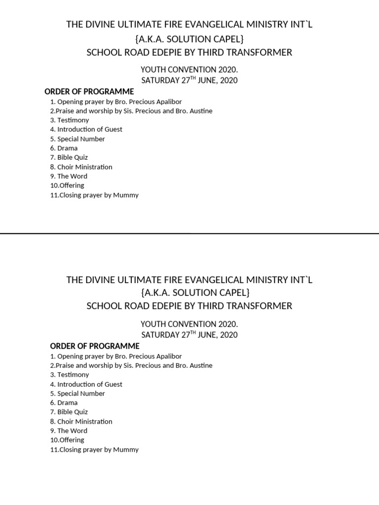 The Divine Ultimate Fire Evangelical Ministry | PDF | Protestant ...