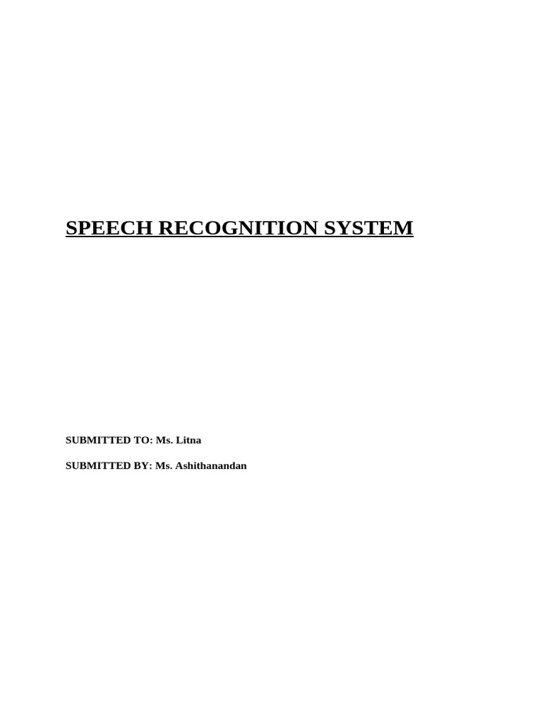 Speech Recognition System | PDF | Speech Recognition | Speech