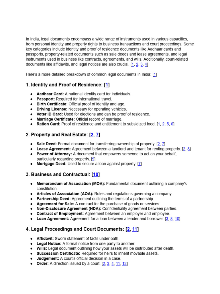 Essential Legal Documents in India | PDF | Deed | Non Disclosure Agreement