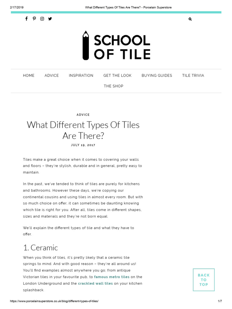 Types of Tiles Explained | PDF | Tile | Porcelain