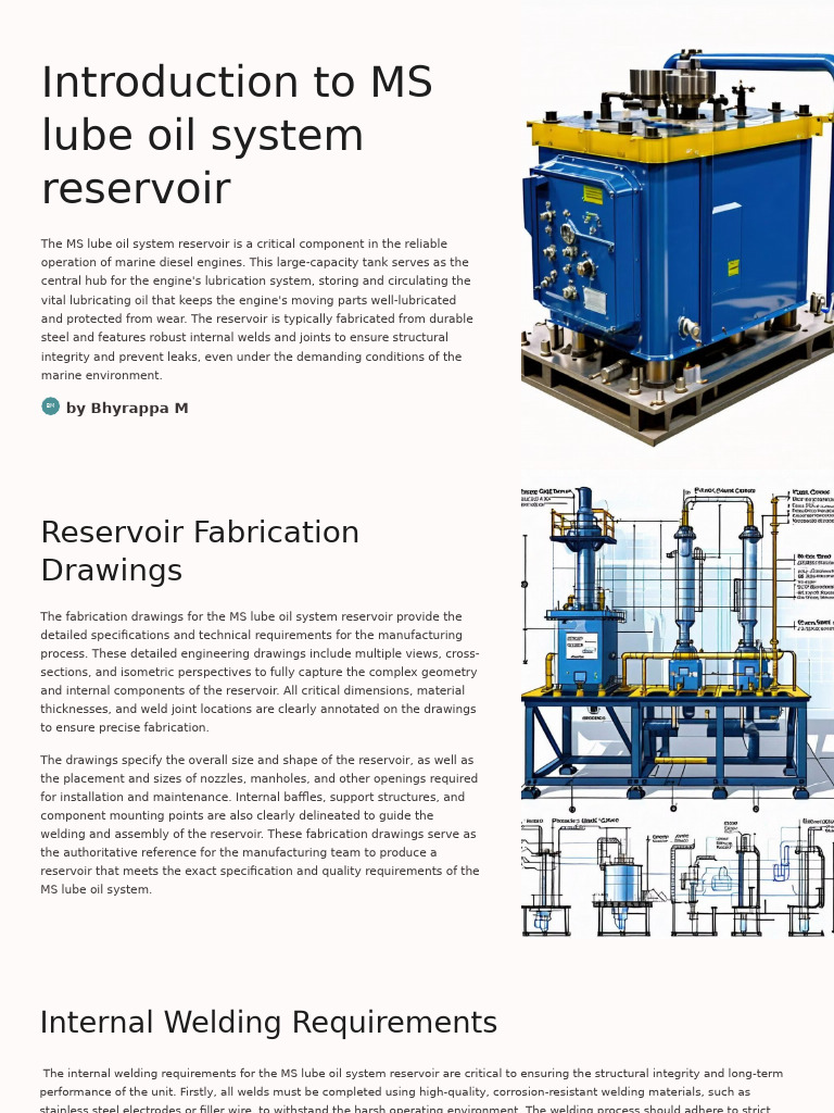 Introduction To MS Lube Oil System Reservoir | PDF | Welding | Construction