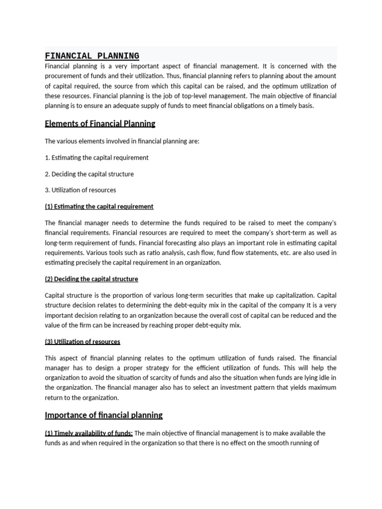 Financial Planning | PDF