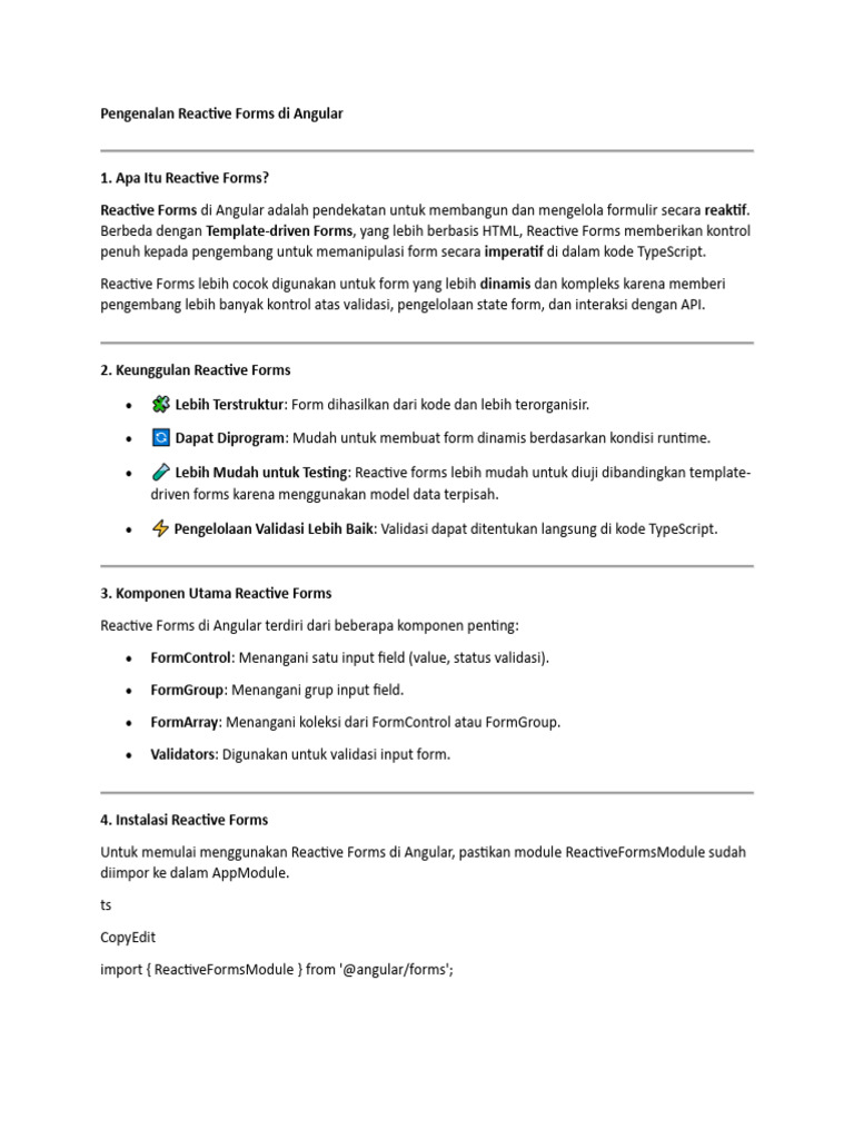 Pengenalan Reactive Forms di Angular | PDF
