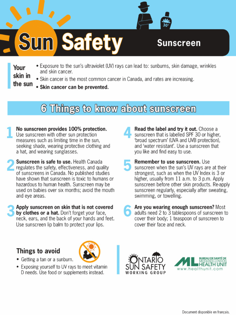 Sun Safety Factsheet Sunscreen | PDF